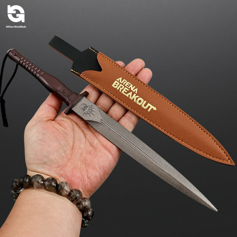 30CM/11.8" Arena Breakout Weapon Damascus Assault Dagger Small Metal R ...