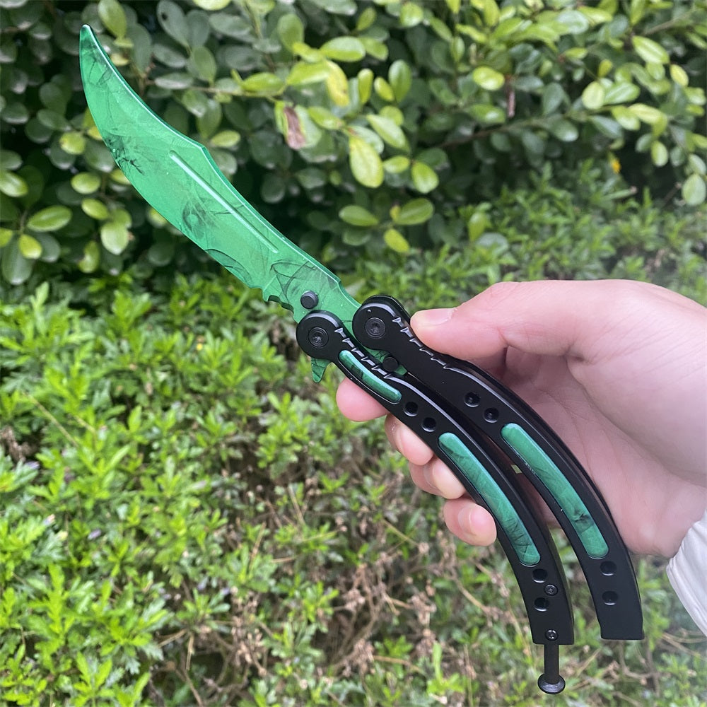 CSGO Gamma Doppler Balisong Blunt Blade Trainer Metal Replica ...