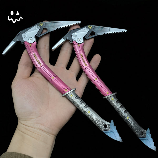 Hot Game AB Winter Ice Pickaxe Foldable Sickle Metal Replica A Pair ...