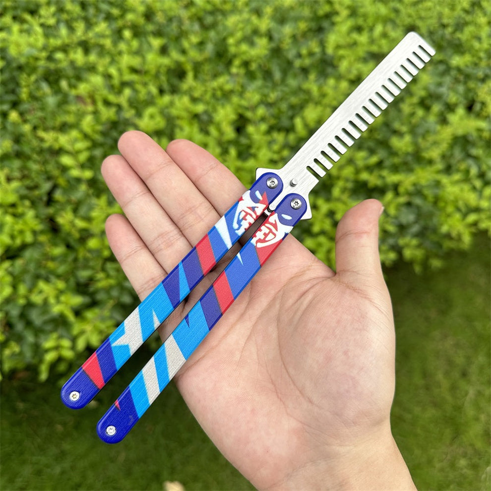 Metal Yoru Comb Balisong Butterfly Trainer Replica – WilliamMetalBlade