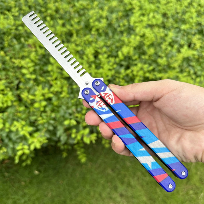Metal Yoru Comb Balisong Butterfly Trainer Replica – WilliamMetalBlade